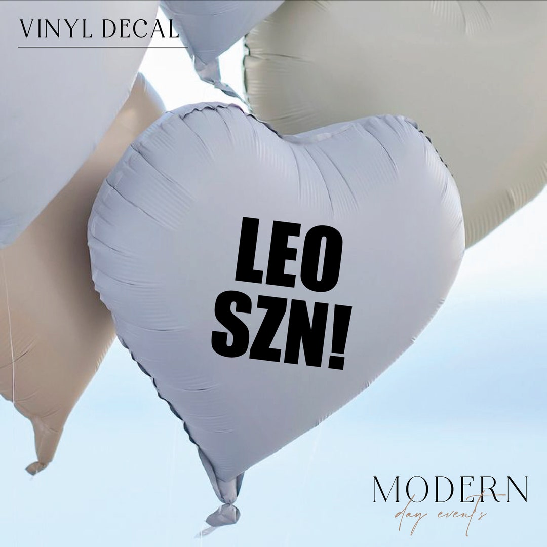 Leo SZN Black Vinyl Balloon Decal, Zodiac Sign, Vinyl Decal, Balloon ...