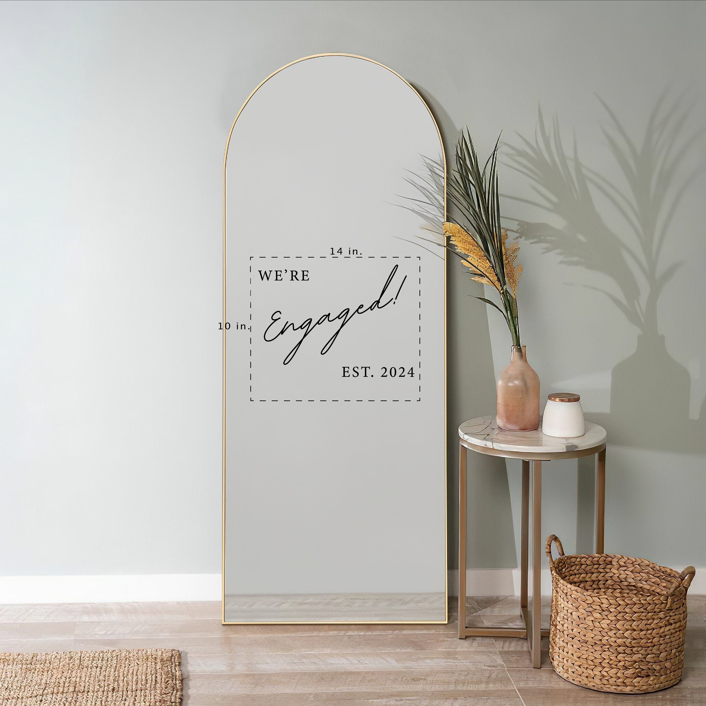 We're Engaged, Black Vinyl Mirror Decal, Engagement Party Welcome Sign ...