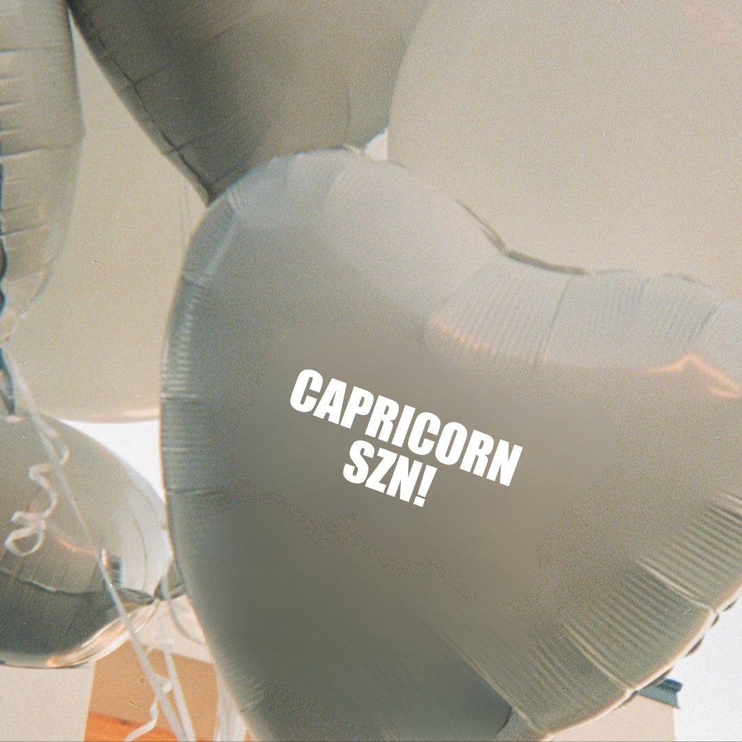 Capricorn SZN White Vinyl Balloon Decal, Zodiac Sign, Vinyl Decal ...