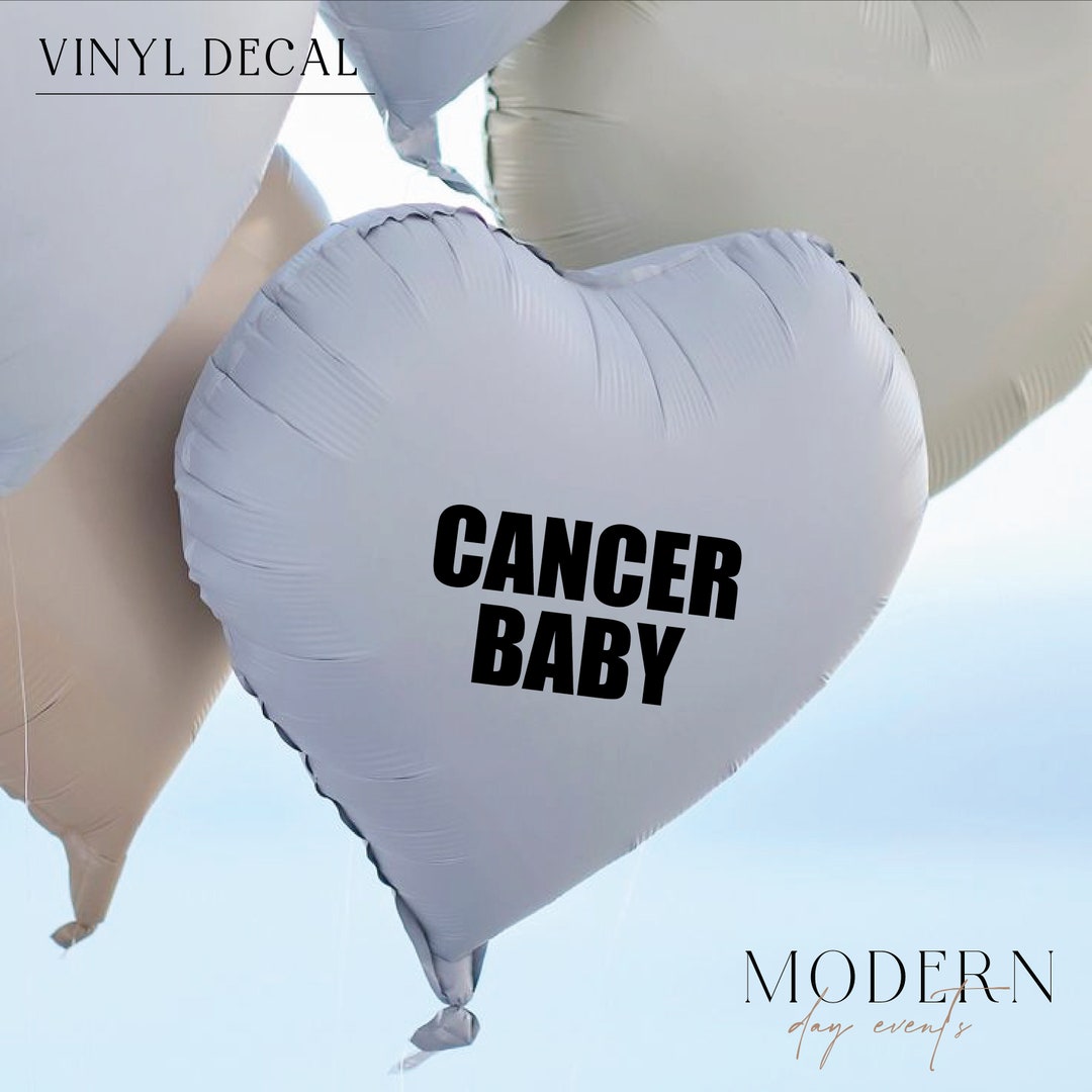 Cancer Baby Black Vinyl Balloon Decal, Baby Announcement, Vinyl Decal ...