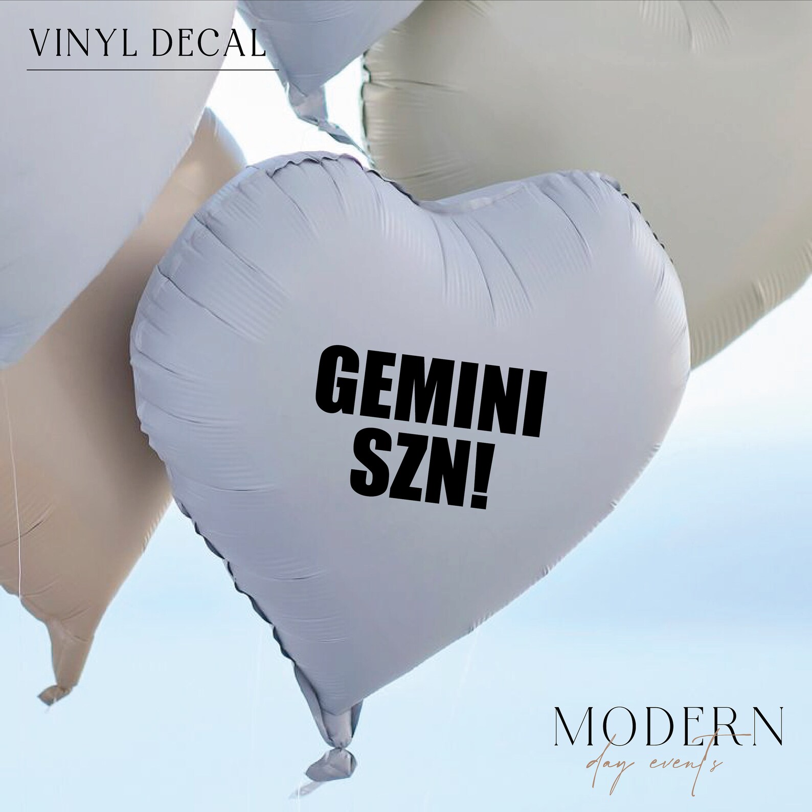 Gemini SZN Black Vinyl Balloon Decal, Zodiac Sign, Vinyl Decal, Balloon ...