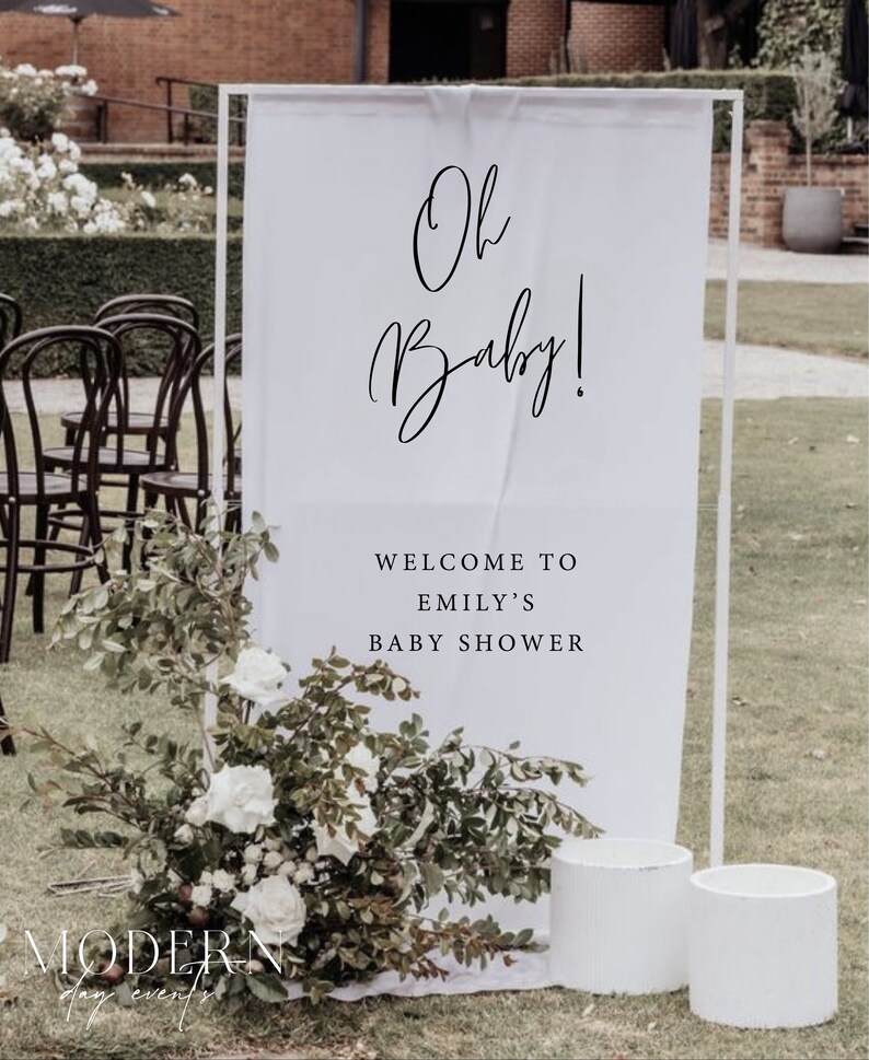 Linen Baby Shower Sign, Fabric Sign, White, Custom, Welcome Sign, Event ...