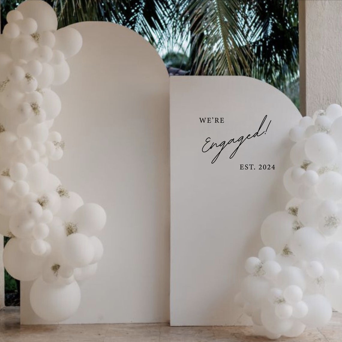 We're Engaged, Black Vinyl Mirror Decal, Engagement Party Welcome Sign ...