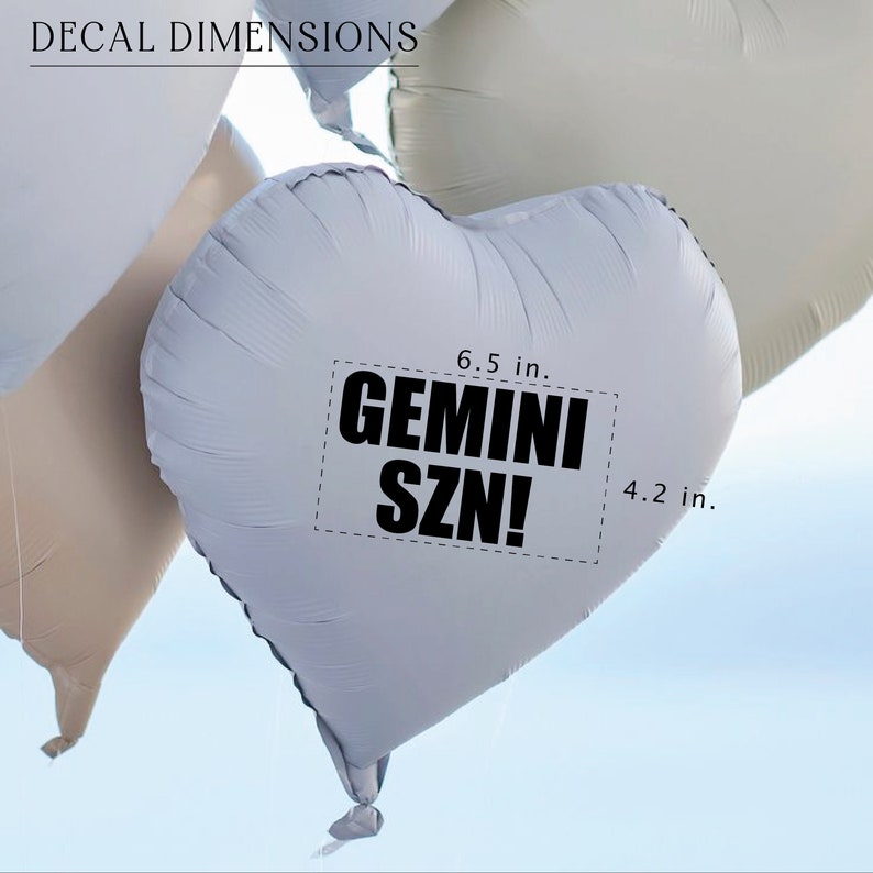 Gemini SZN Black Vinyl Balloon Decal, Zodiac Sign, Vinyl Decal, Balloon ...