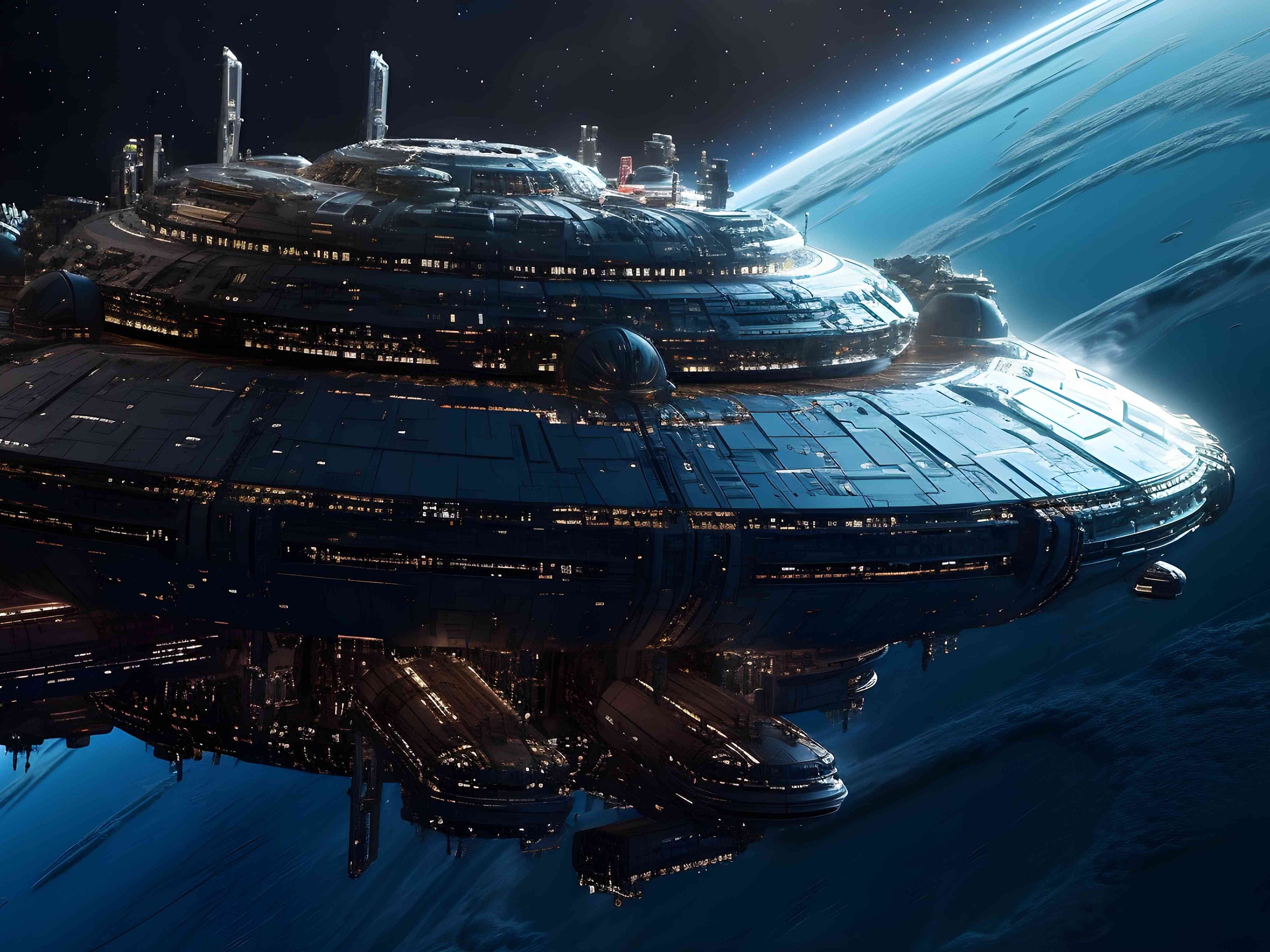 Giant Futuristic Spaceship