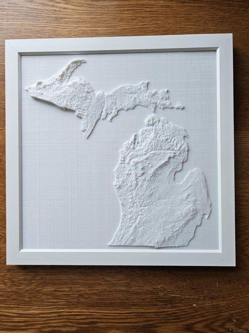 Michigan 3D Topography - Etsy