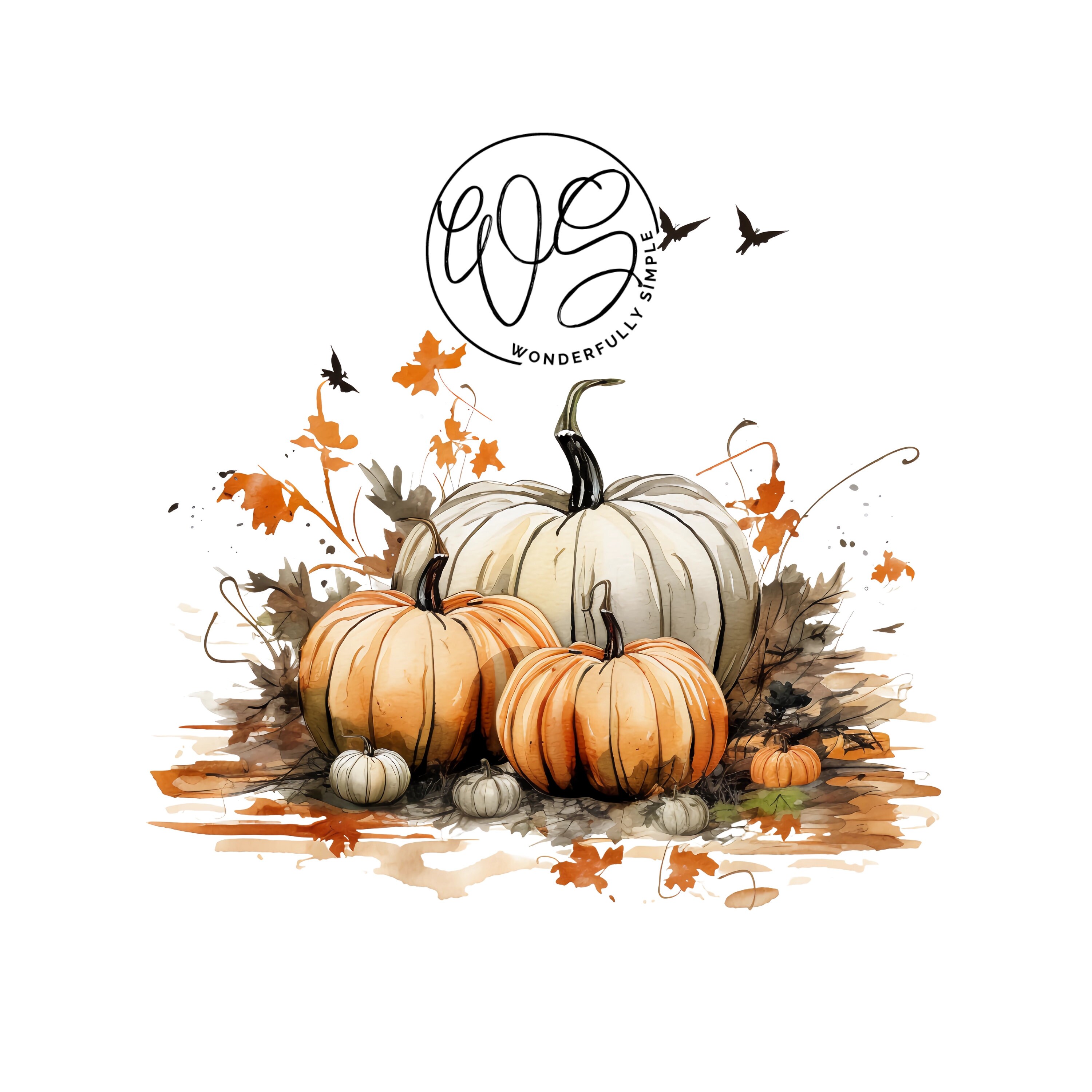 Watercolor Halloween Fall Clipart, Pumpkins & Autumn Png Transparent ...
