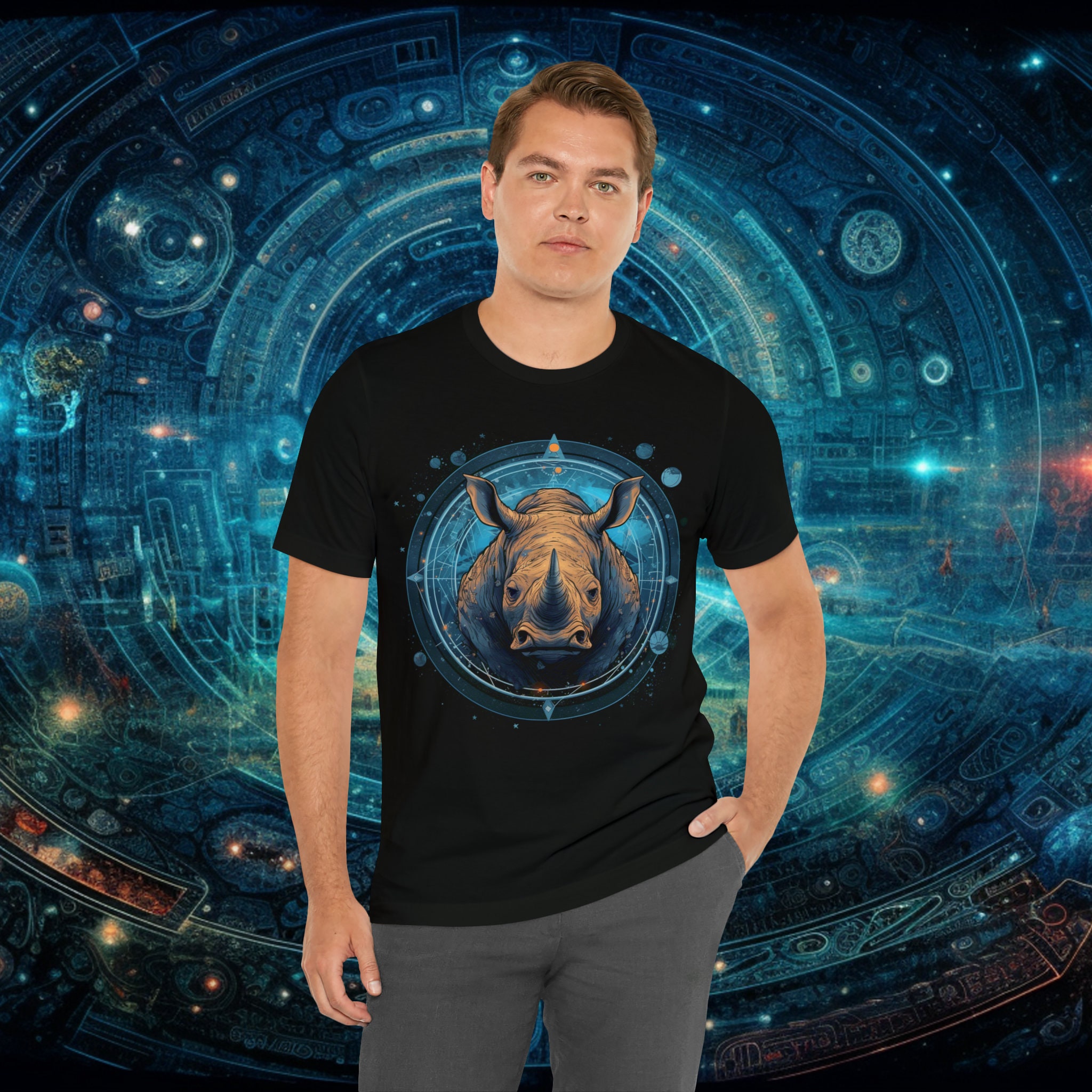 Cosmic Rhino Tshirt, Lunar Space Astronomy T-shirt, Celestial Galaxy ...