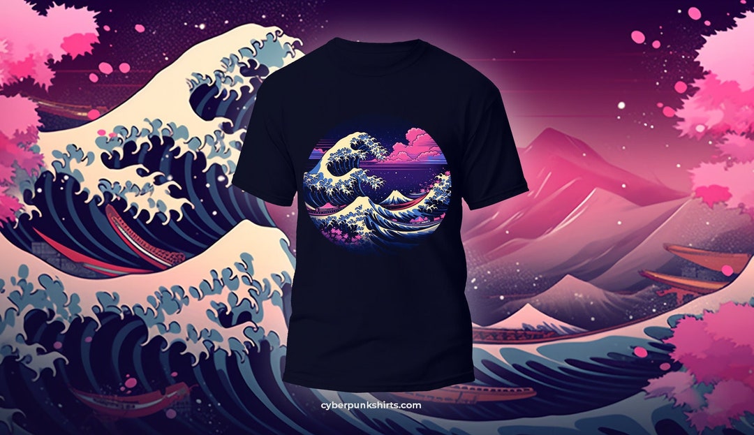 The Great Synthwave Tshirt, Anime Gift T-shirt, Manga Gift Graphic Tee ...