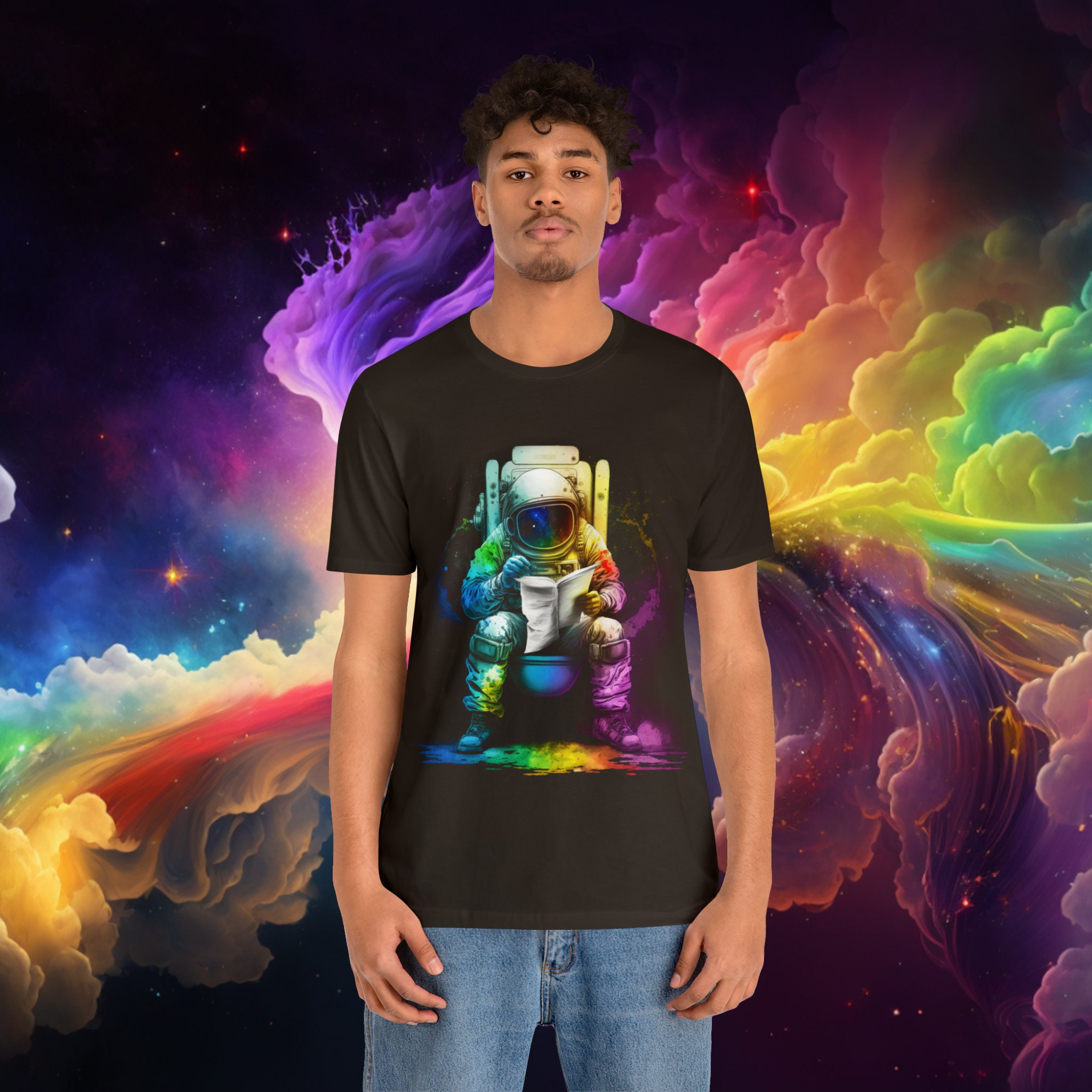 Astronaut Sitting on Toilet, Funny Space Tshirt, Spaceman Cosmic Solar ...