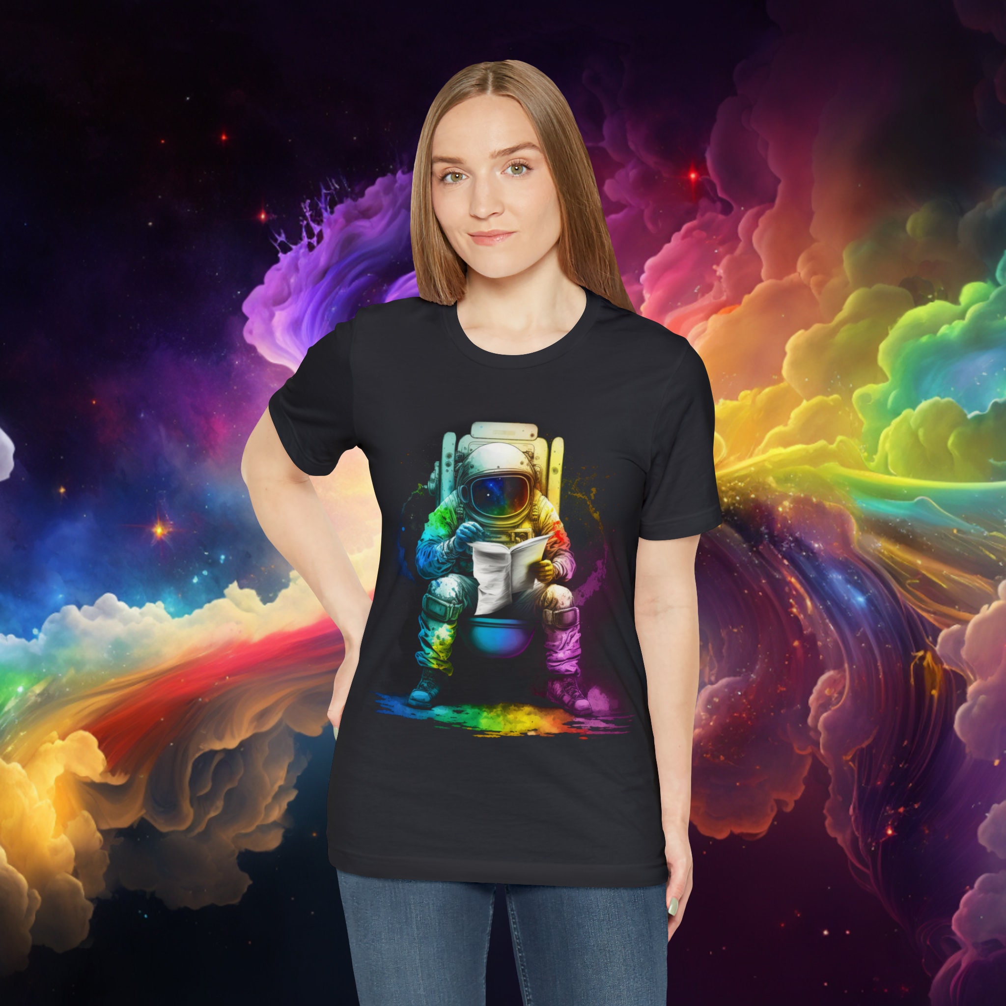 Astronaut Sitting on Toilet, Funny Space Tshirt, Spaceman Cosmic Solar ...