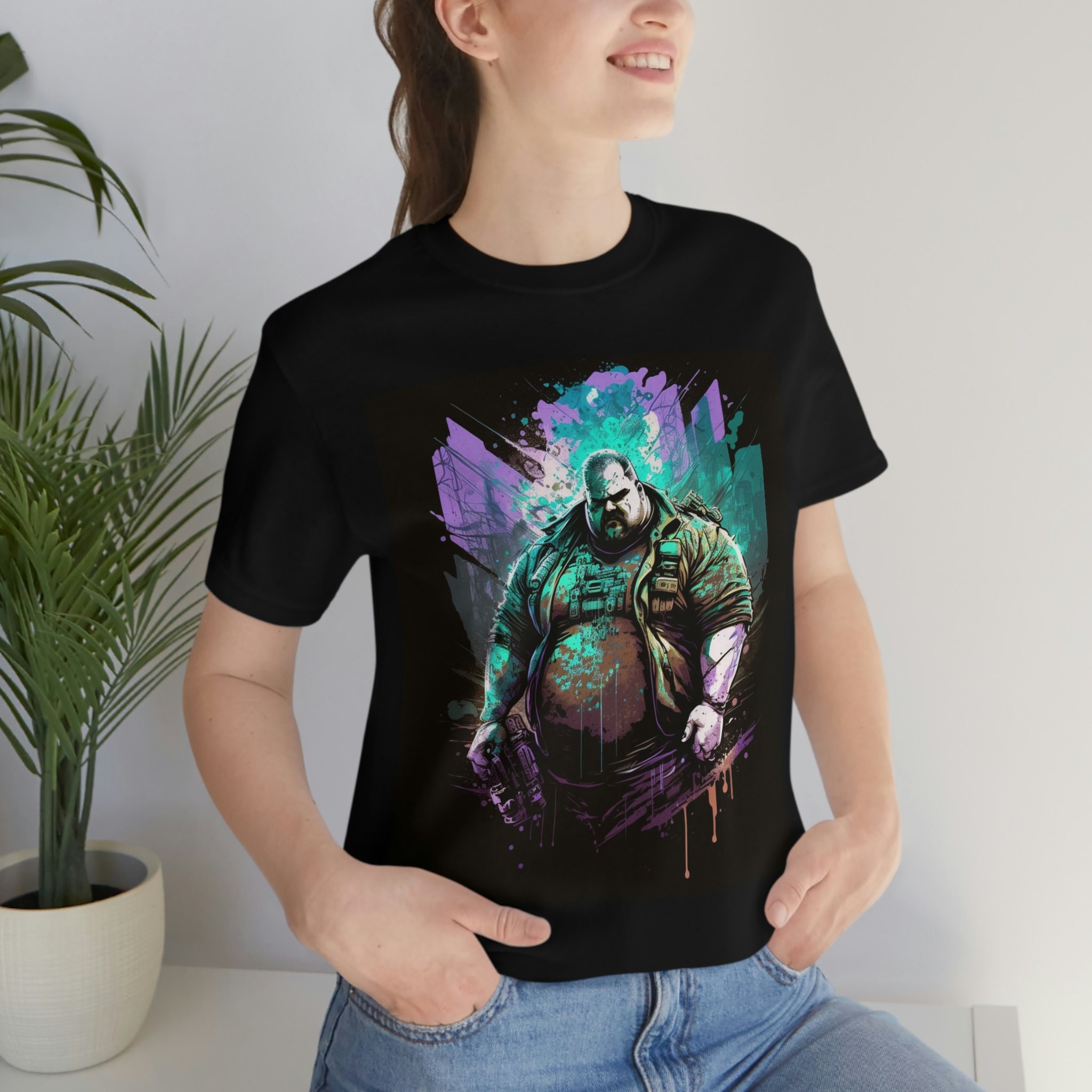 Synthwave Plus-sized Superhero Man Tshirt, Futuristic Sci-fi T-shirt ...
