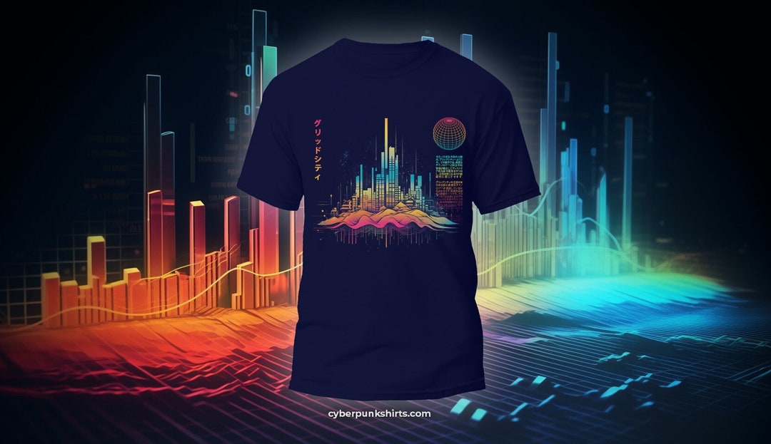 Retro Synthwave Grid City Tshirt, Minimalist Futuristic Music Lover ...