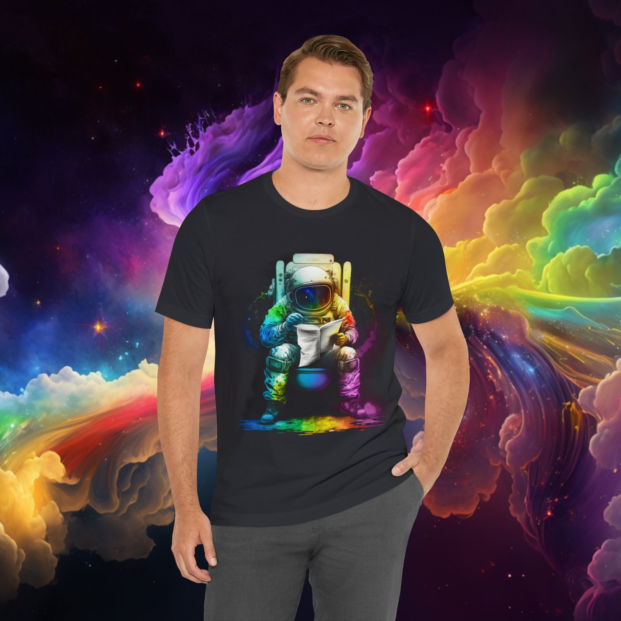 Astronaut Sitting on Toilet, Funny Space Tshirt, Spaceman Cosmic Solar ...