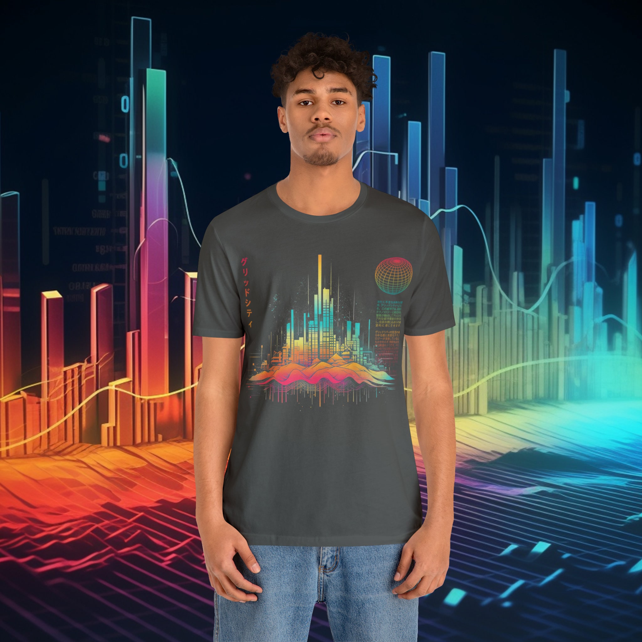 Retro Synthwave Grid City Tshirt, Minimalist Futuristic Music Lover ...