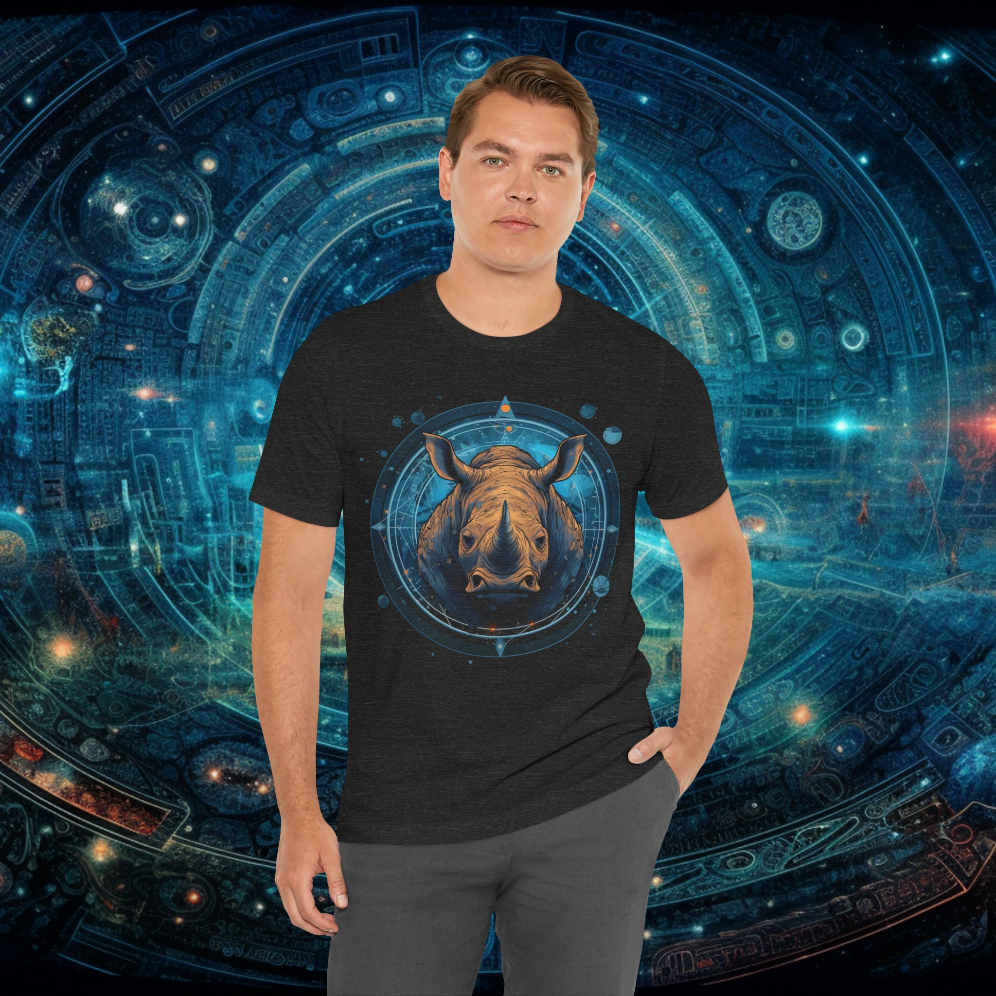 Cosmic Rhino Tshirt, Lunar Space Astronomy T-shirt, Celestial Galaxy ...