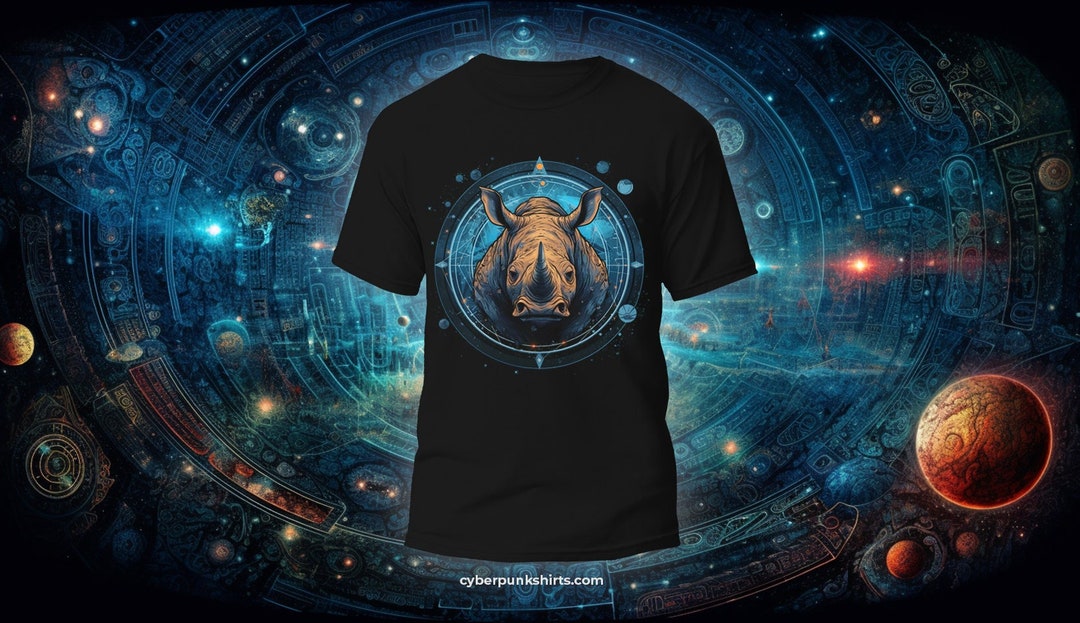 Cosmic Rhino Tshirt, Lunar Space Astronomy T-shirt, Celestial Galaxy ...
