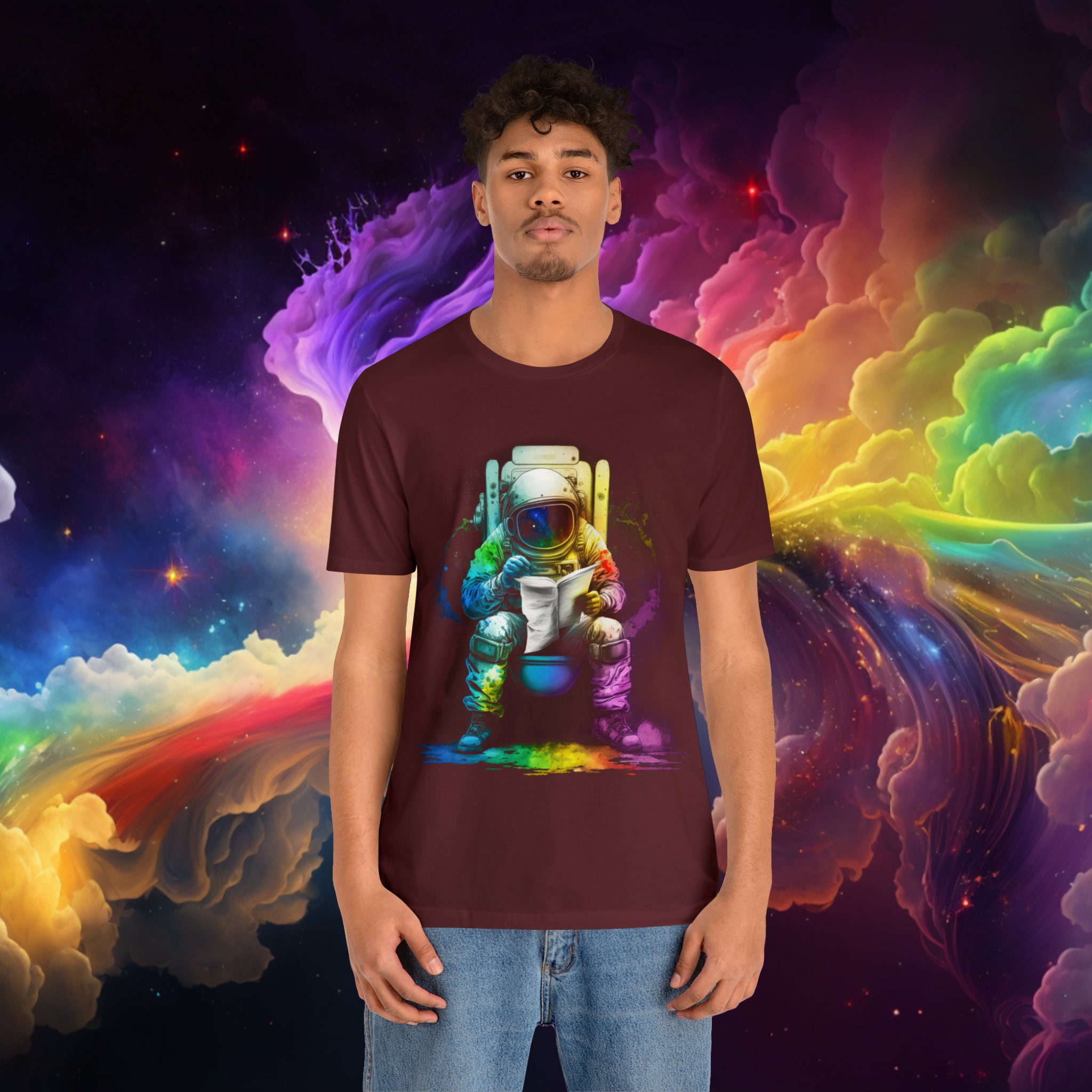 Astronaut Sitting on Toilet, Funny Space Tshirt, Spaceman Cosmic Solar ...