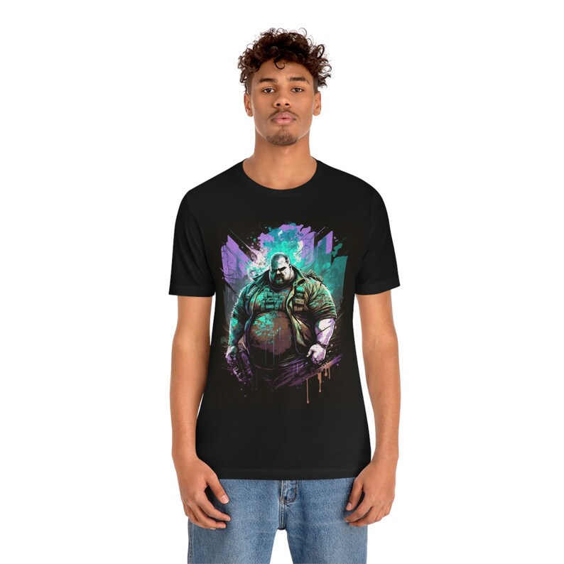 Synthwave Plus-sized Superhero Man Tshirt, Futuristic Sci-fi T-shirt ...