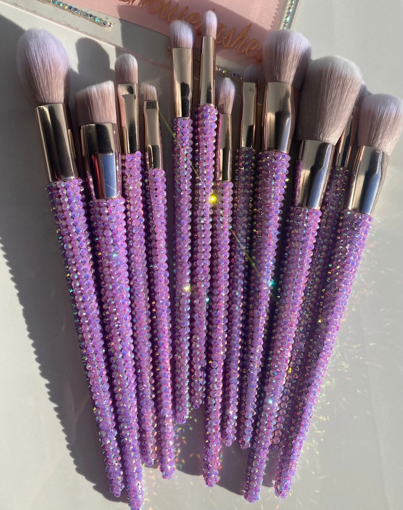 Bedazzled Bling Rhinestone Makeup Brush Set Cosmetics Beauty Tools ...