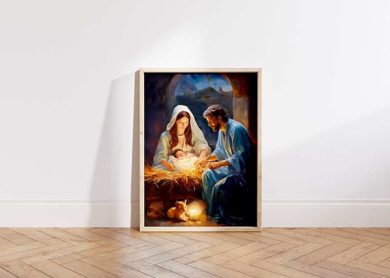 Nativity Scene Nativity Art Nativity Print Christmas Painting Catholic ...