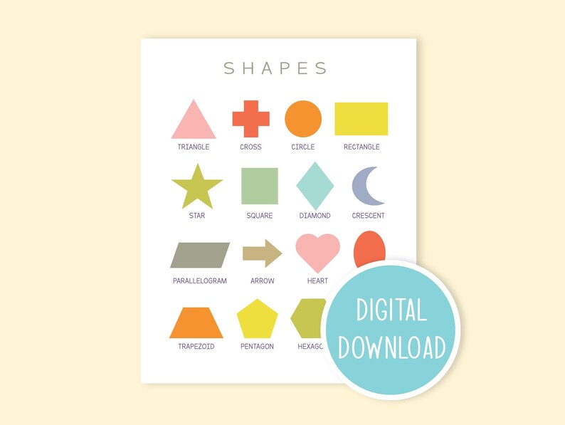 Shapes Chart Shape Poster Digital Shape Chart Printable - Etsy