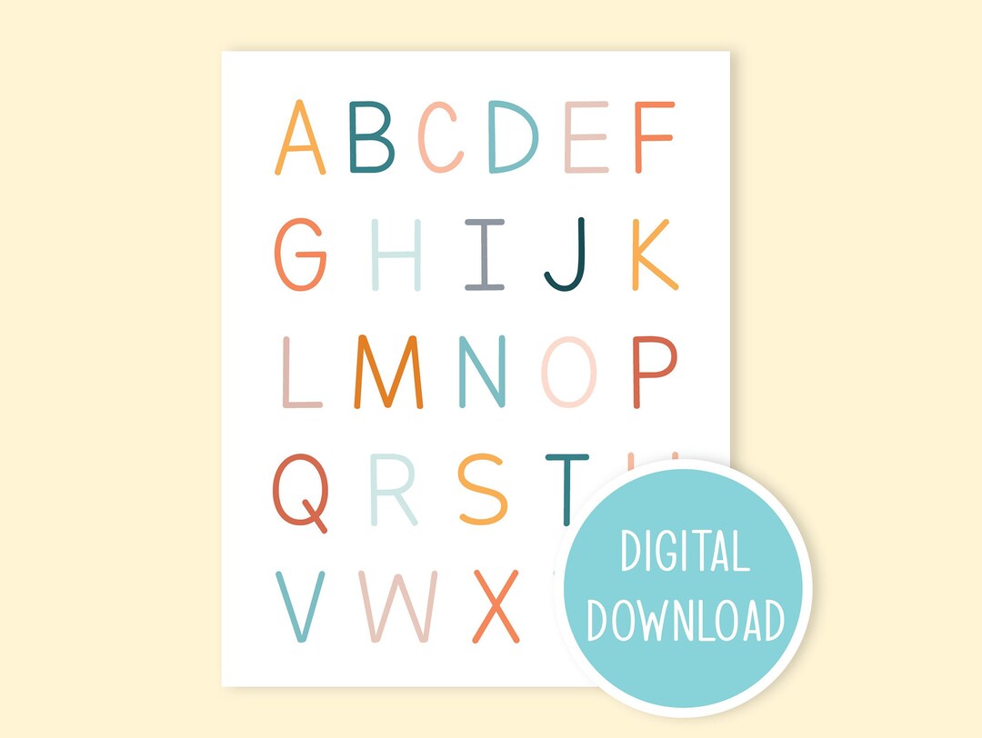 Alphabet Print | Letter Poster | Digital Alphabet | Printable ...