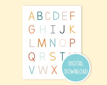 Alphabet Print Letter Poster Digital Alphabet Printable Homeschool ...