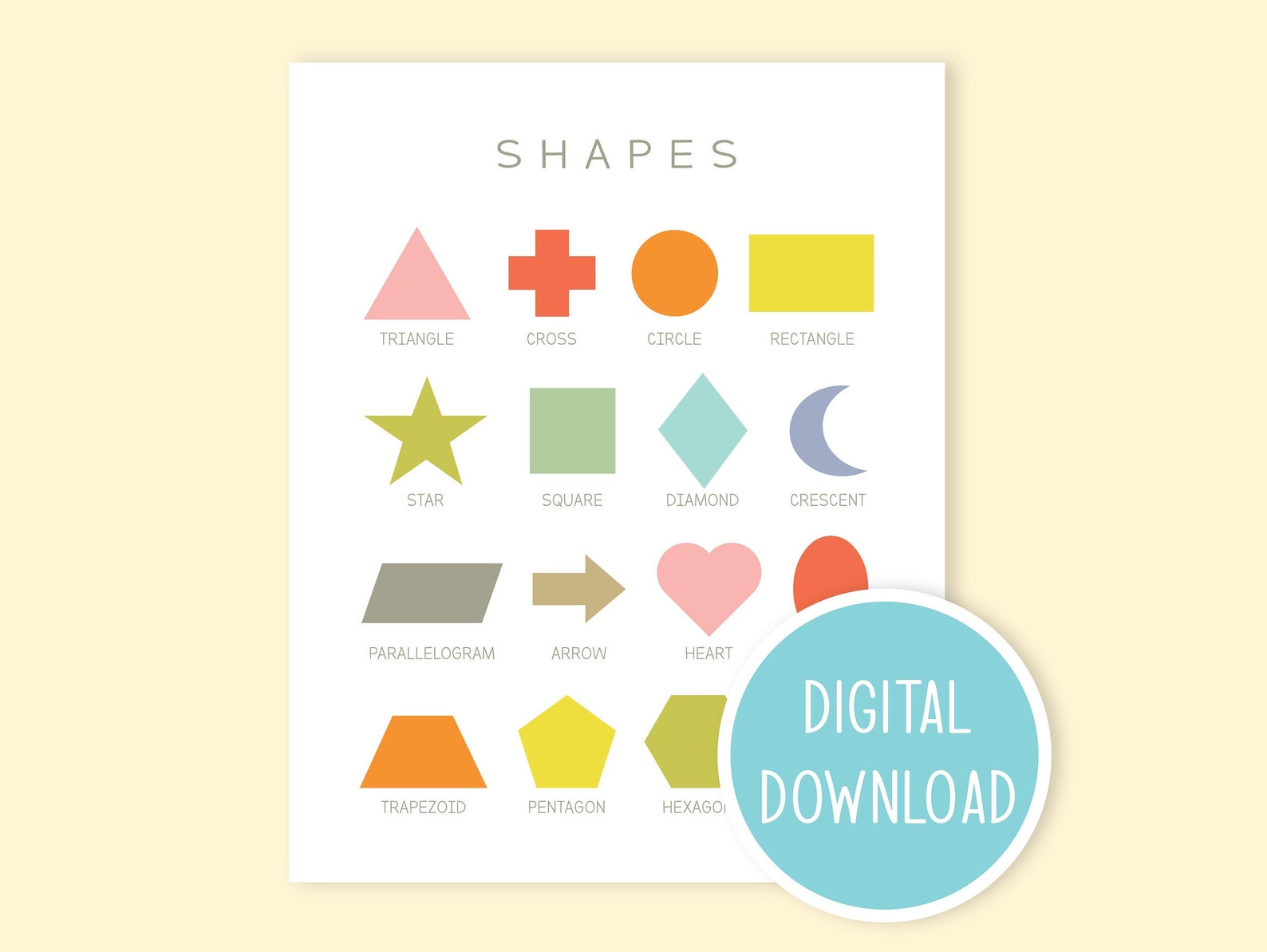 Shapes Chart | Shape Poster | Digital Shape Chart | Printable ...