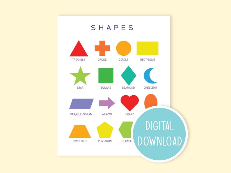 Shapes Chart Shape Poster Digital Shape Chart Printable - Etsy