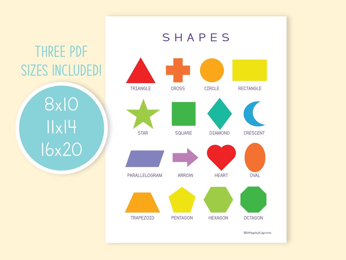 Shapes Chart Shape Poster Digital Shape Chart Printable Homeschool ...
