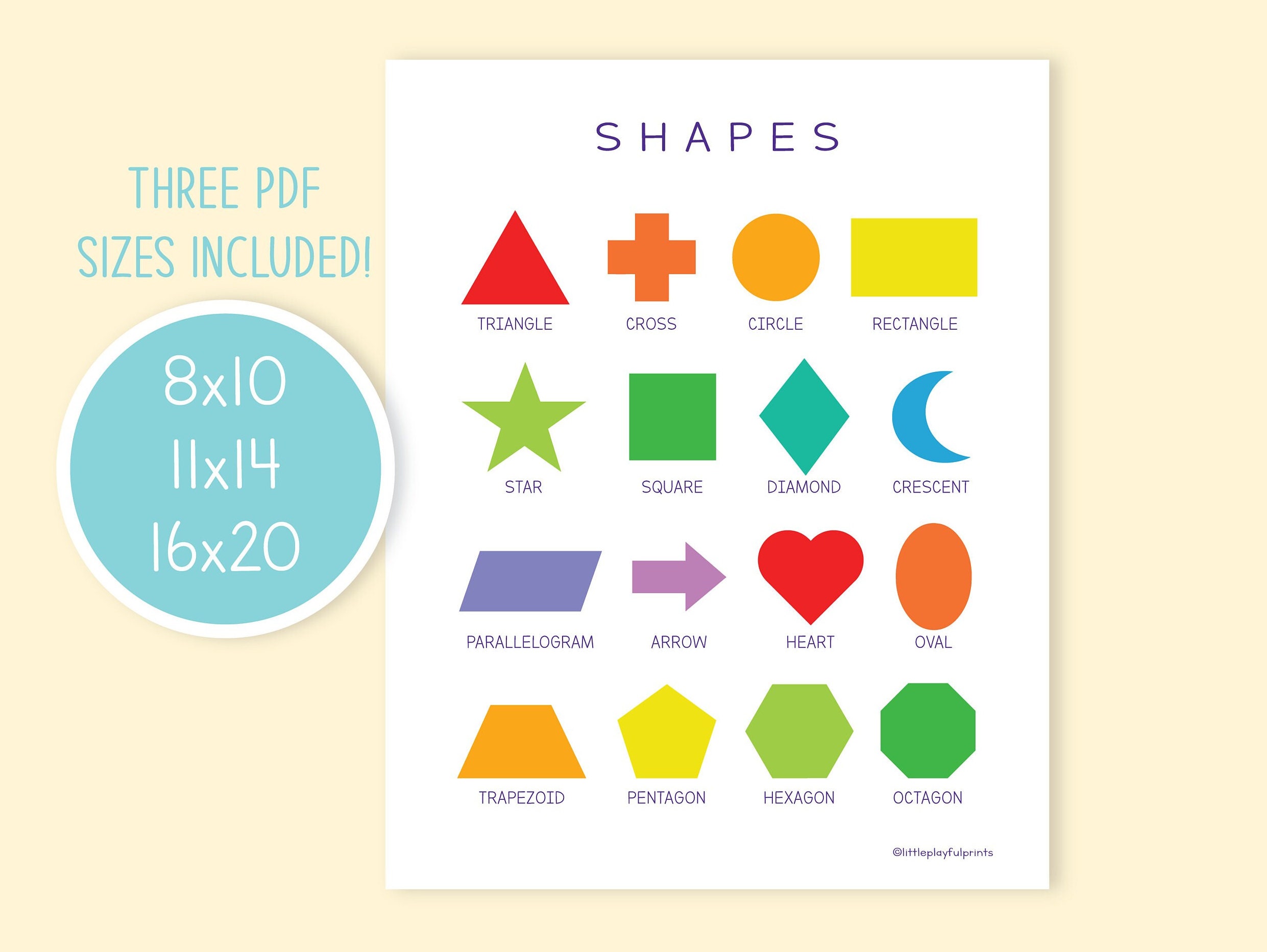 Shapes Chart Shape Poster Digital Shape Chart Printable Homeschool ...