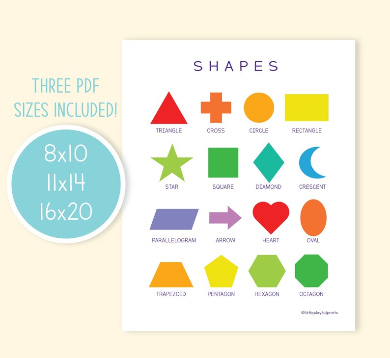 Shapes Chart Shape Poster Digital Shape Chart Printable - Etsy