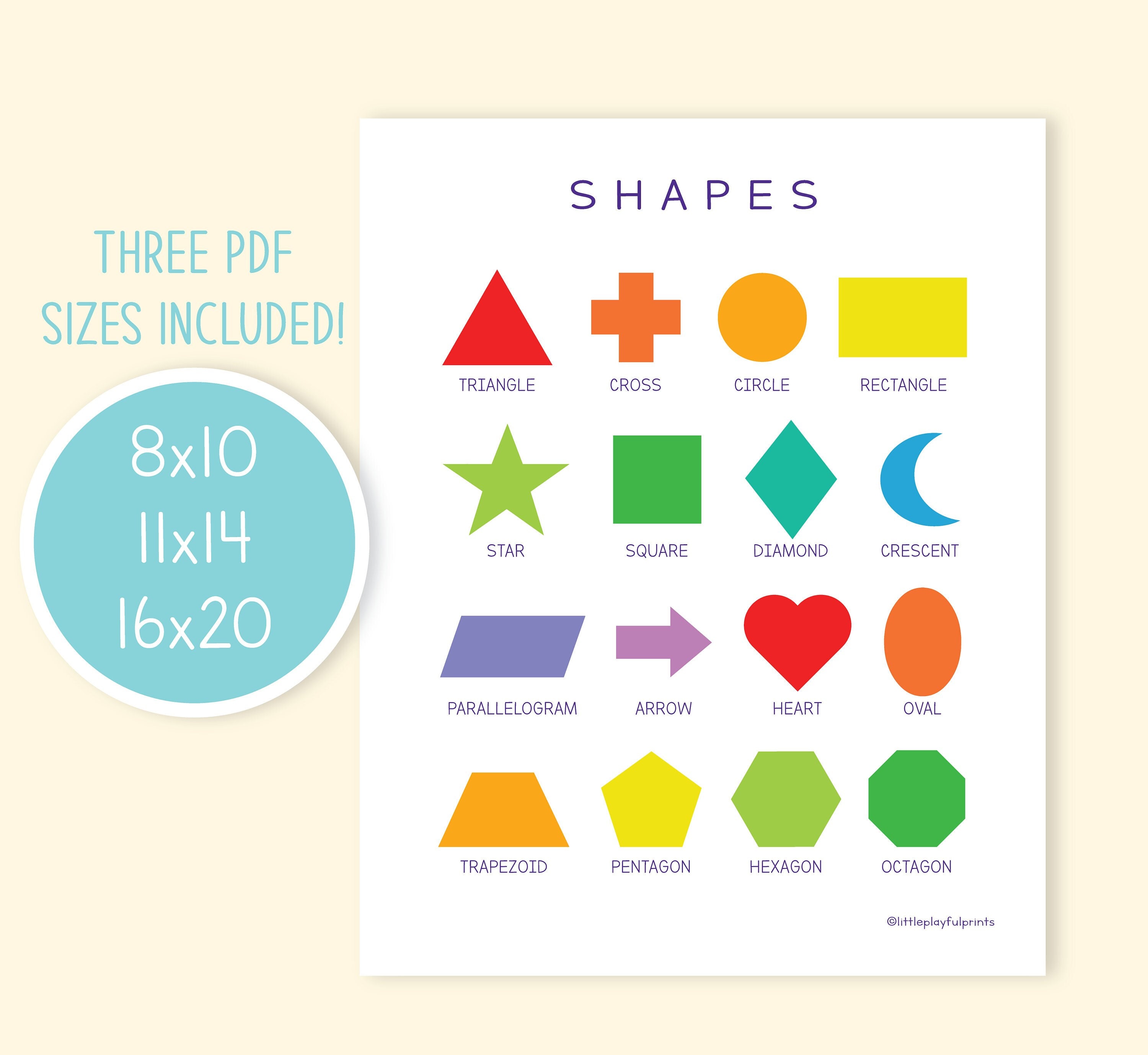 Shapes Chart Shape Poster Digital Shape Chart Printable - Etsy
