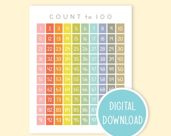 Count to 100 Chart | Hundreds Chart | Digital Download | Numbers 1-100 ...