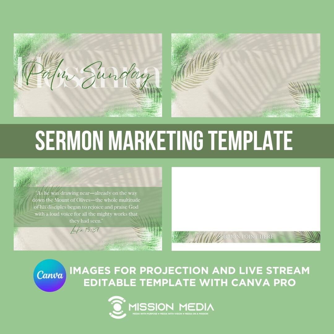 HOSANNA Palm Sunday Completely Editable Sermon Graphic Set Canva ...