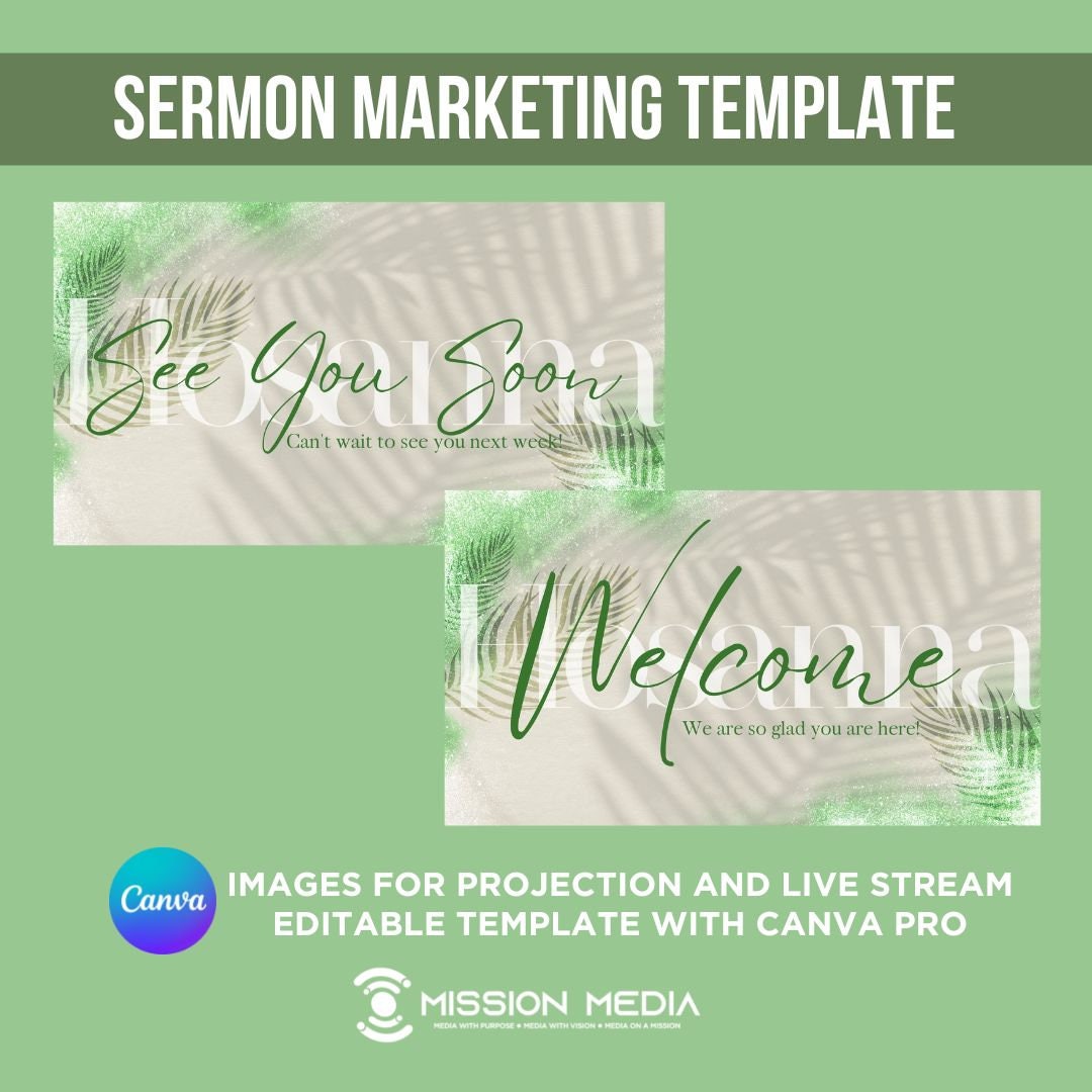 HOSANNA Palm Sunday Completely Editable Sermon Graphic Set Canva ...