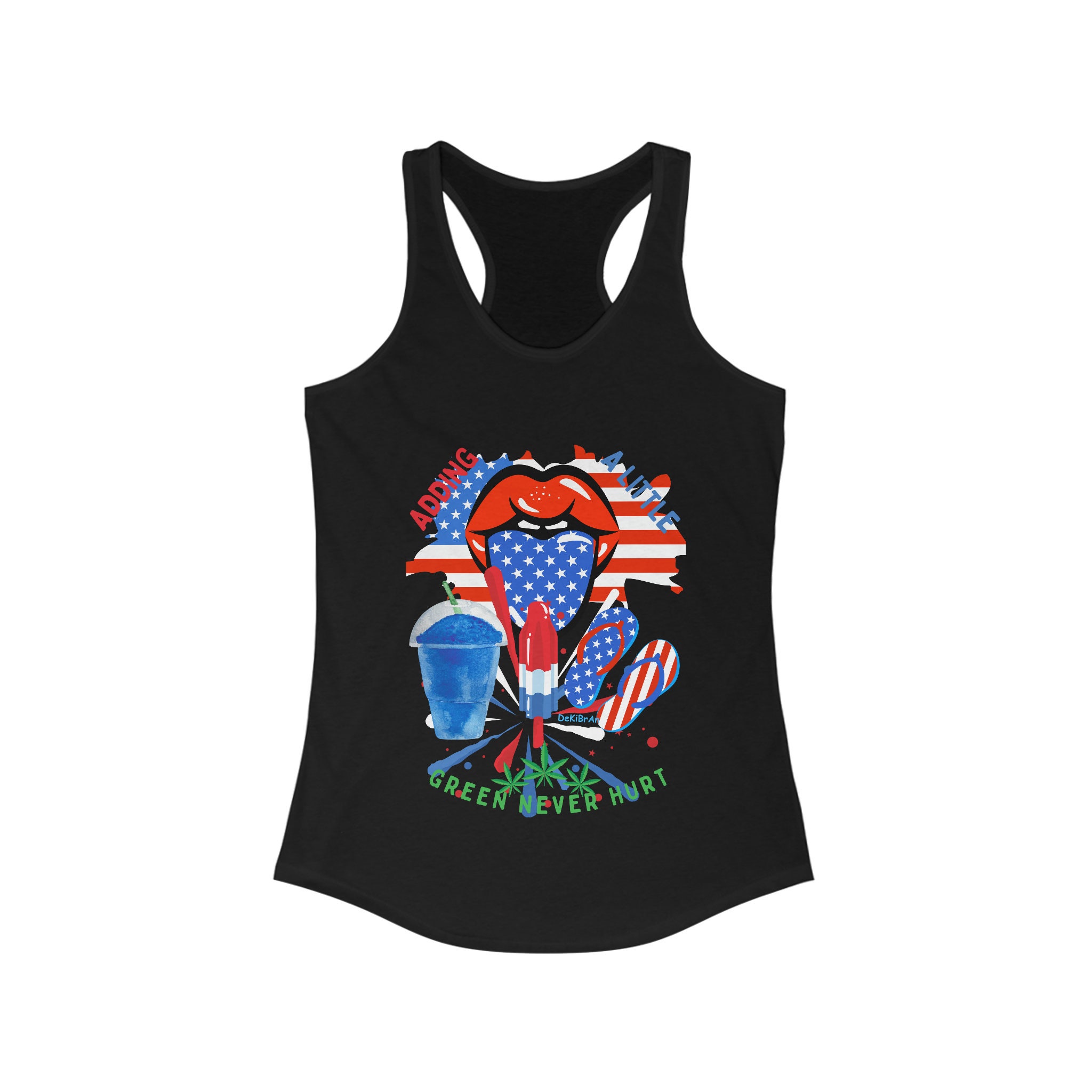 July 4th Red White Blue Tongue Bomb Pop Slushy Women's Ideal Racerback ...