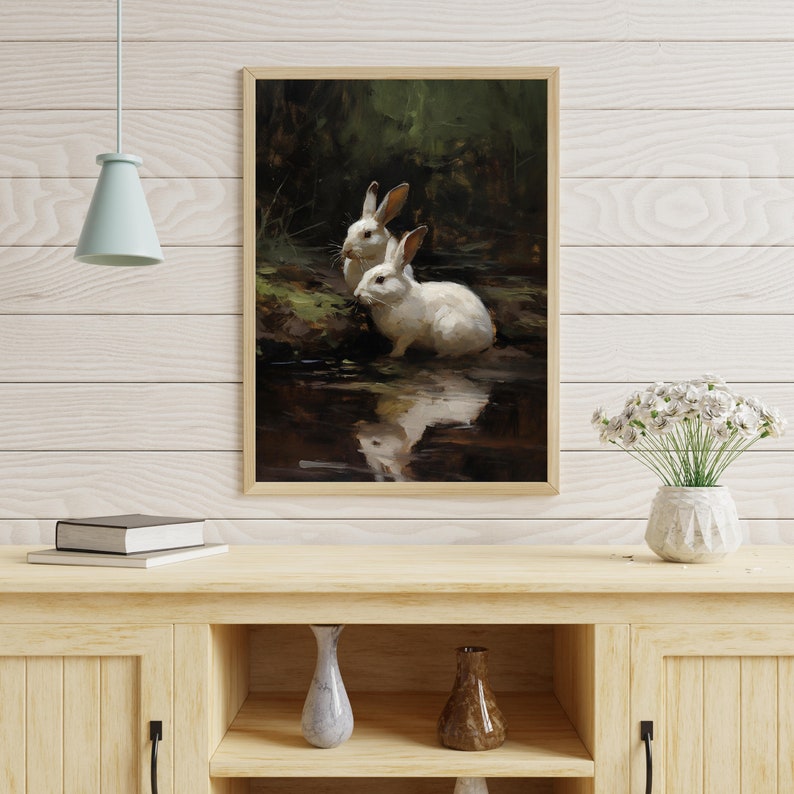 Printable Bunny Oil Painting Nature Art Digital Download - Etsy