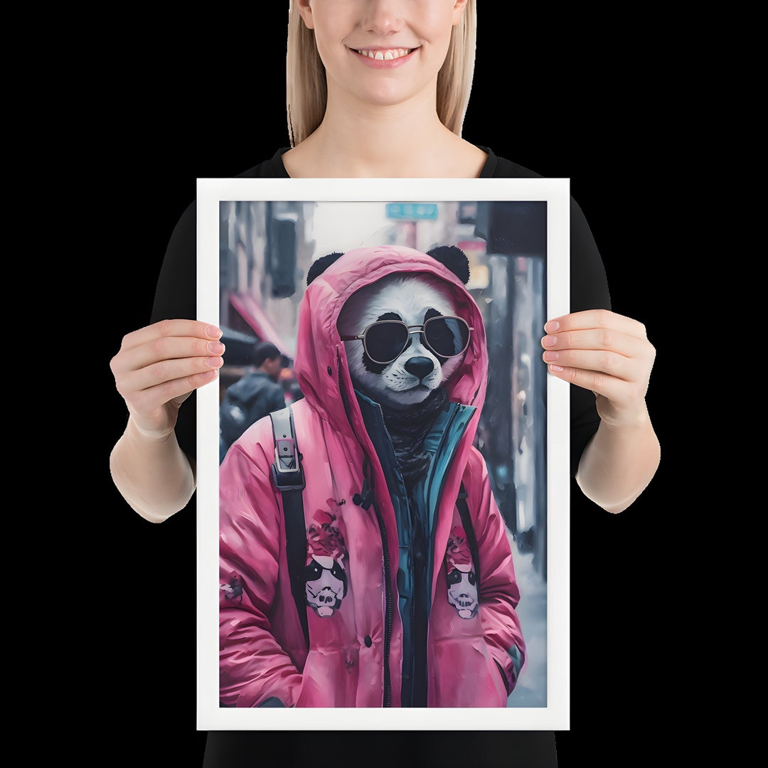 Trendy Cool Panda Poster Framed Vertical Poster Modern Wall Art Stylish ...