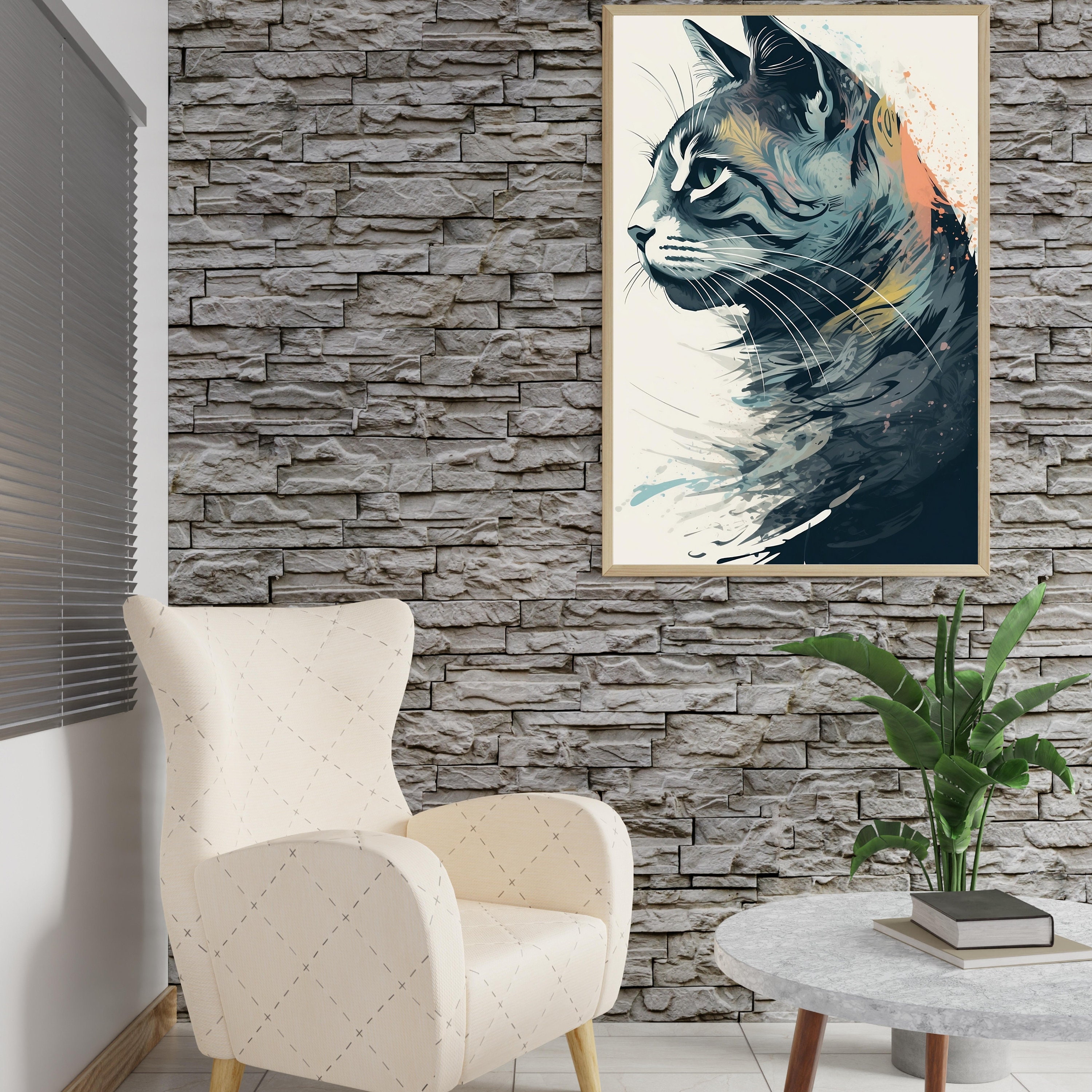 Abstract Cat Wall Painting / High Quality / Wall Decor / Instant ...