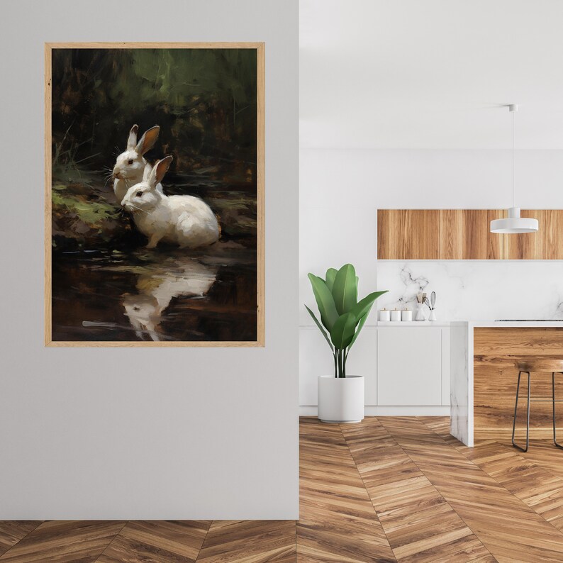 Printable Bunny Oil Painting Nature Art Digital Download - Etsy