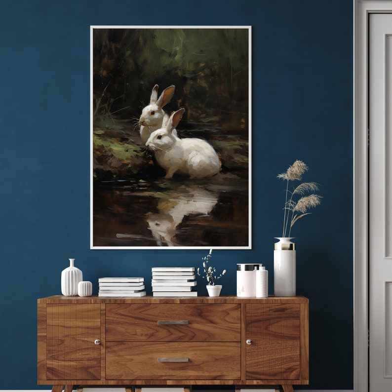 Printable Bunny Oil Painting Nature Art Digital Download - Etsy