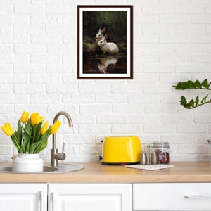 Printable Bunny Oil Painting Nature Art Digital Download Animal Wall ...