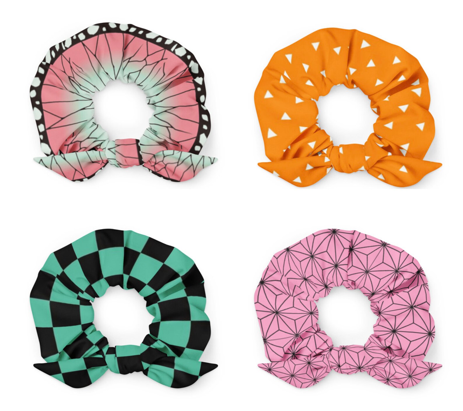 Demon Slayer Gift for Anime Fan Nezuko Hair Scrunchie Zenitsu Shinobu ...