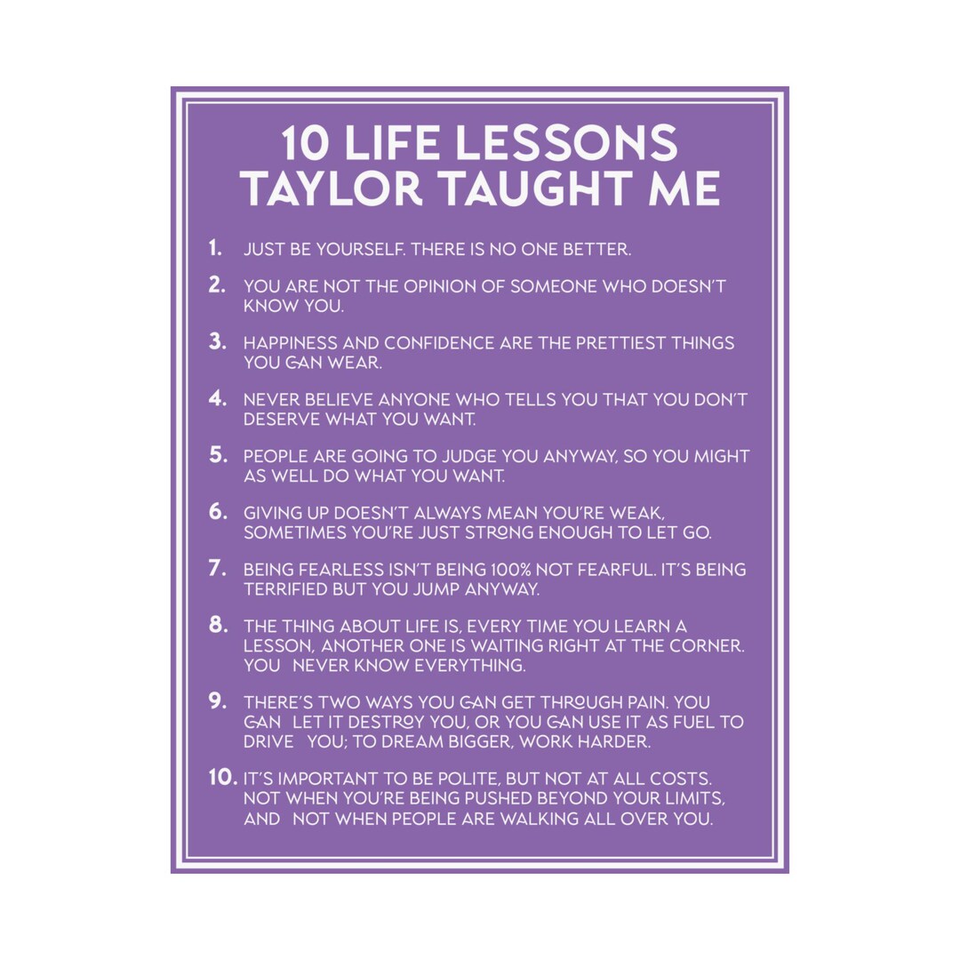 Life Lessons Taylor Taught Me Digital Poster Tswift Digital Poster ...