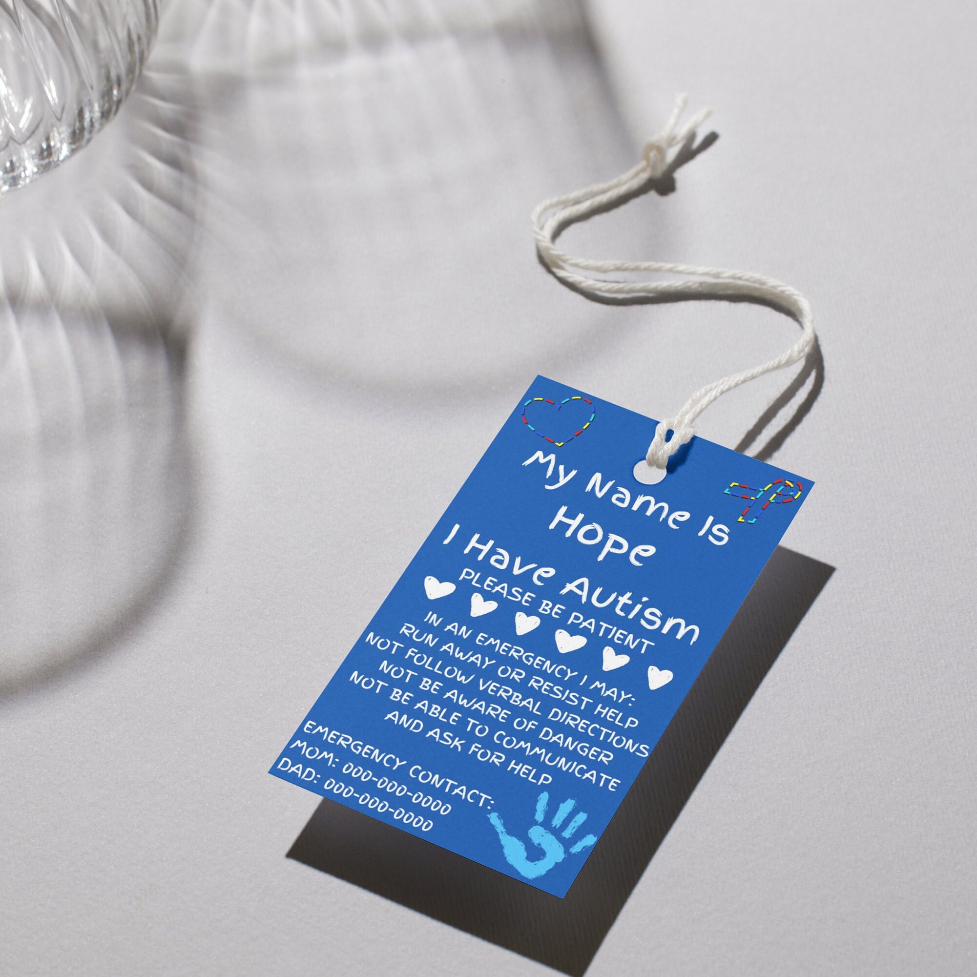 Editable Autism Bag Tag, I Have Autism, Alert Tag, Autism Hang Tag ...