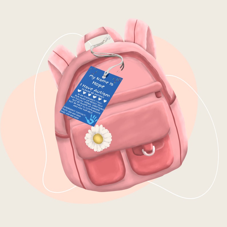Editable Autism Bag Tag, I Have Autism, Alert Tag, Autism Hang Tag ...