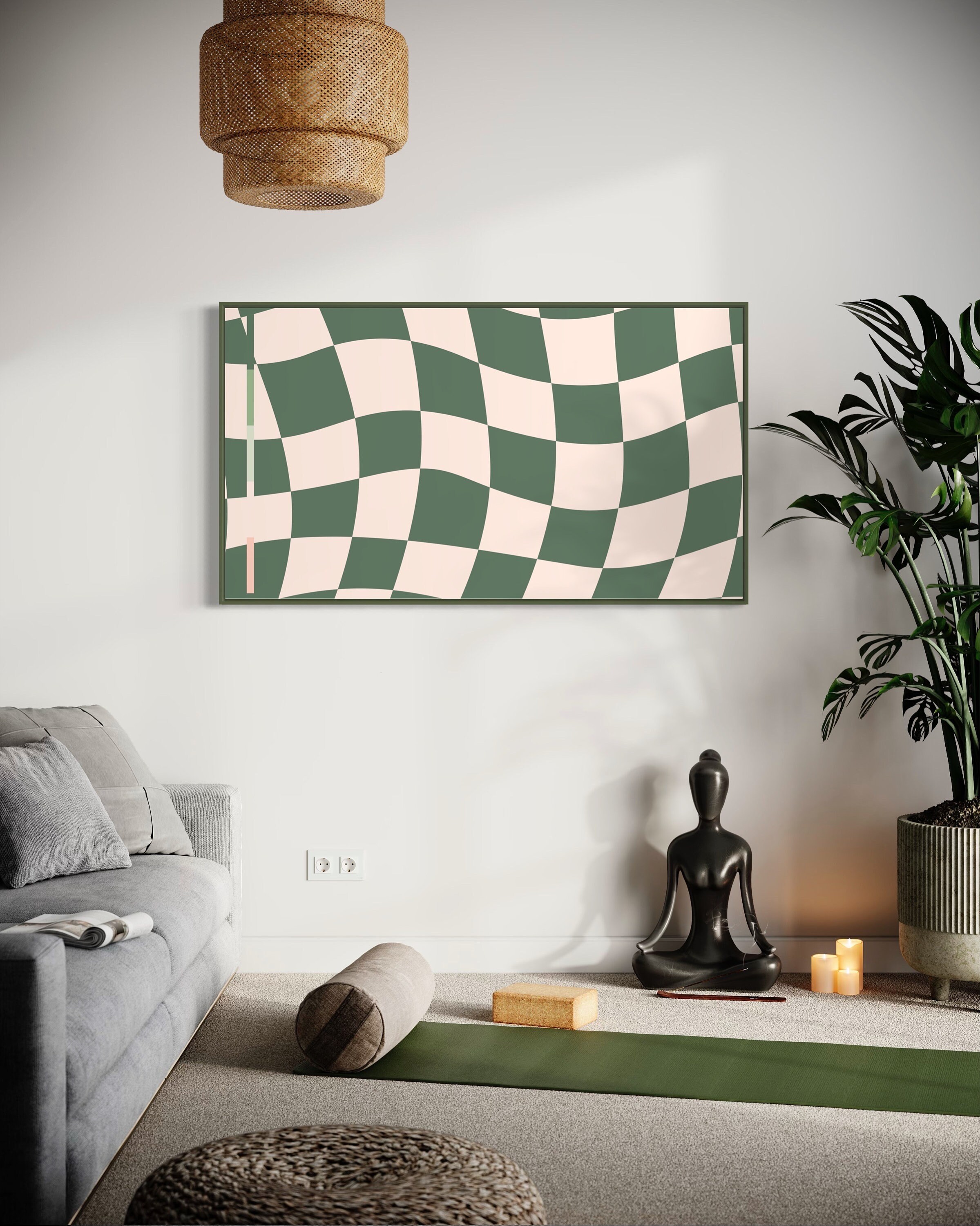 Checkered, Abstract, Versatile Wall Decor, Digital Download | Green ...