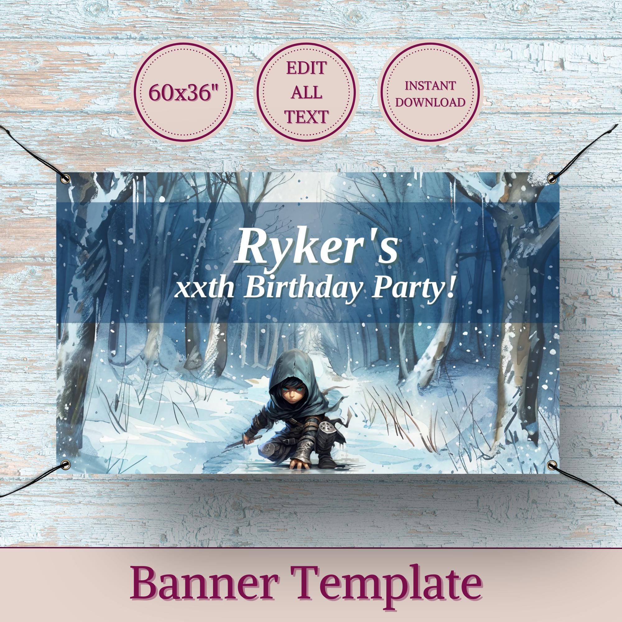 Ninja Birthday Banner Template, Ninja Backdrop Banner, Ninja Wall ...